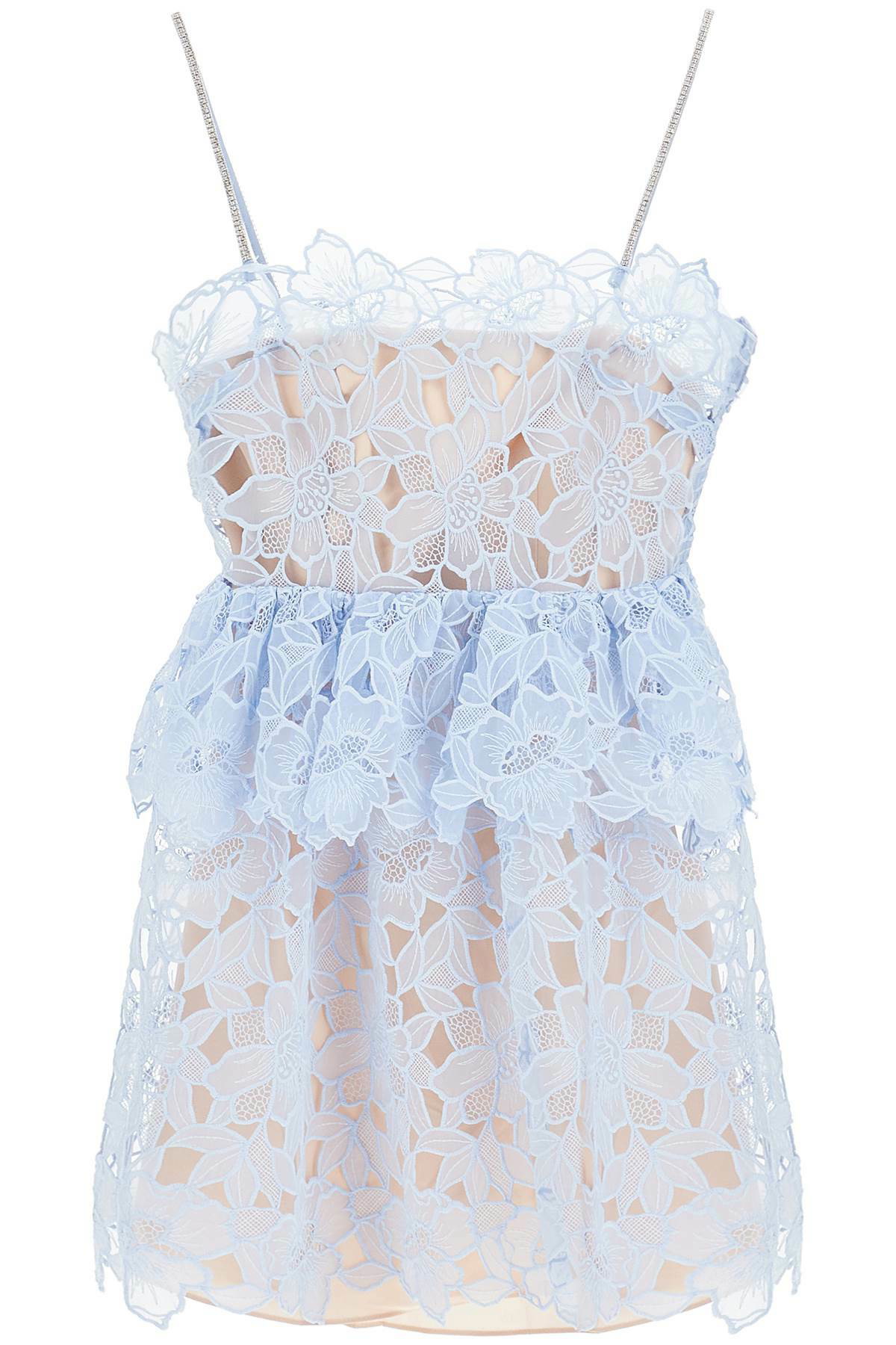 SELF PORTRAIT mini organza lace dress in 9 Light blue Self-Portrait