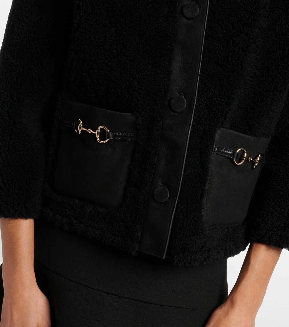 Gucci Horsebit cropped shearling jacket Gucci