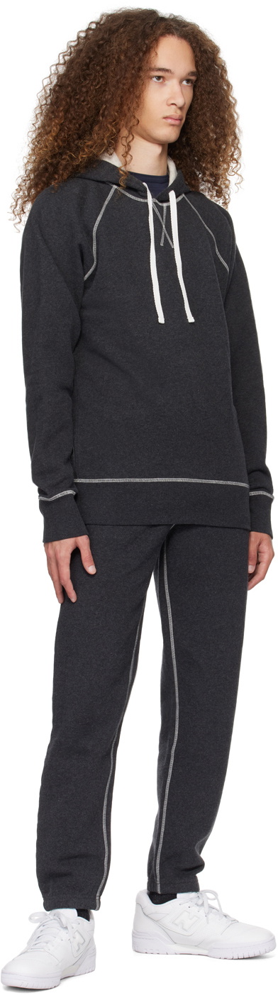 Sunspel Gray Raglan Hoodie Sunspel