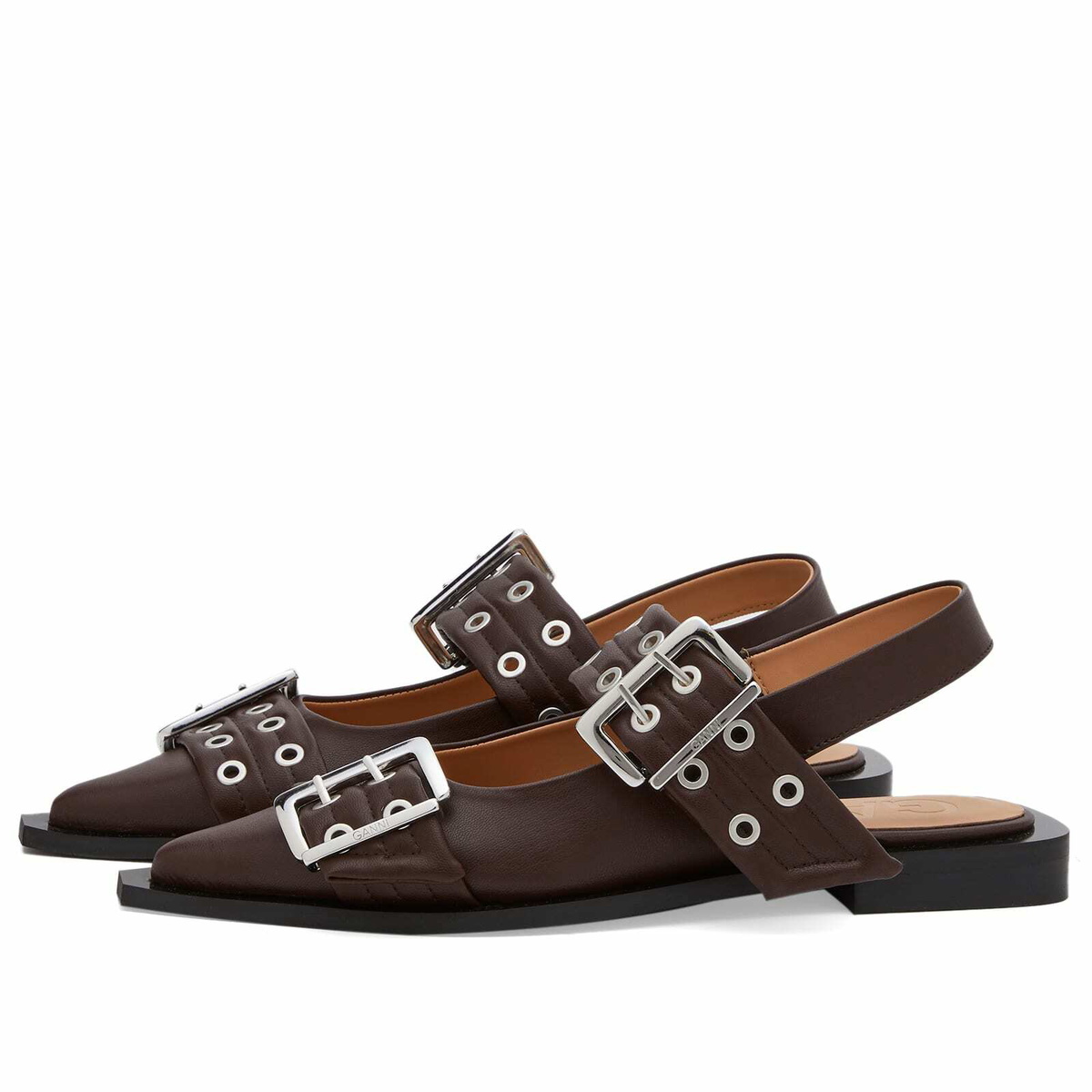 GANNI Women's Ballerina Shoe in Chocolate Fondant GANNI