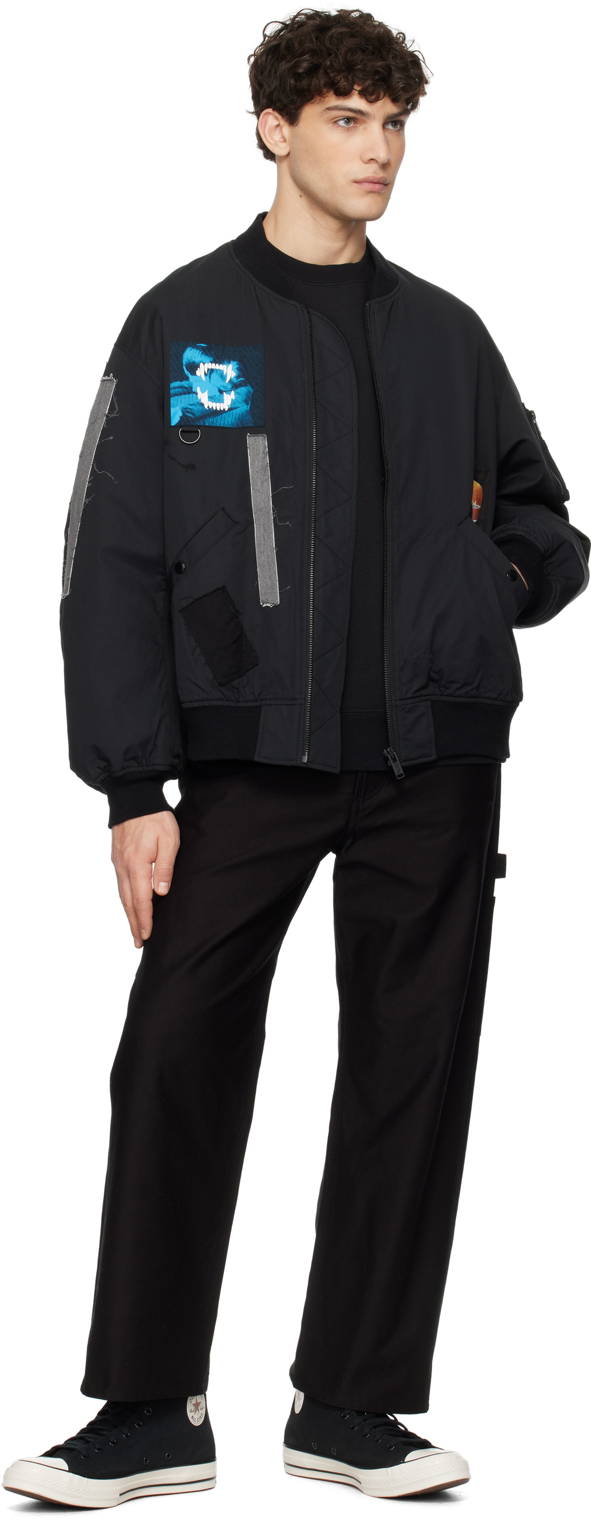 UNDERCOVER Black Appliqué Bomber Jacket Undercover