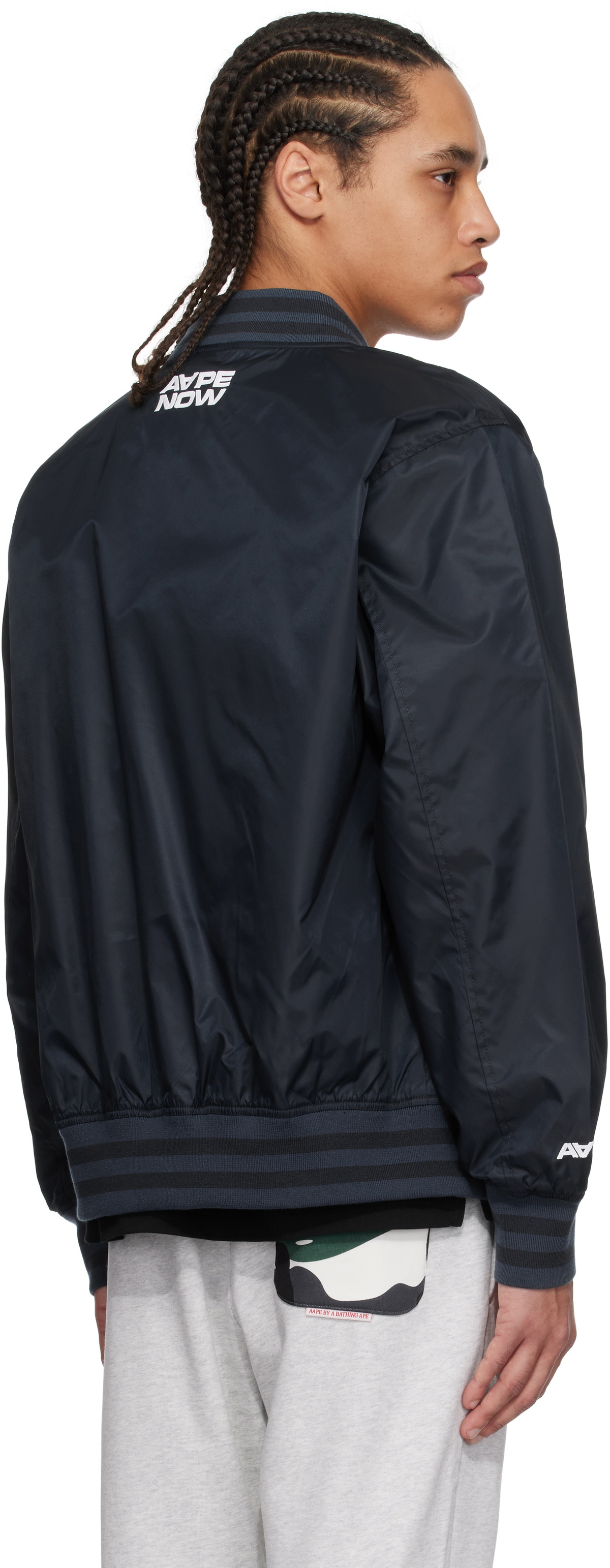 AAPE by A Bathing Ape Navy 'AAPE Now' Light Weight Varsity Bomber ...
