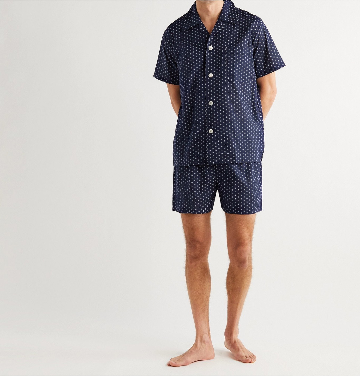 DEREK ROSE - Nelson Printed Cotton-Poplin Pyjama Set - Blue Derek Rose