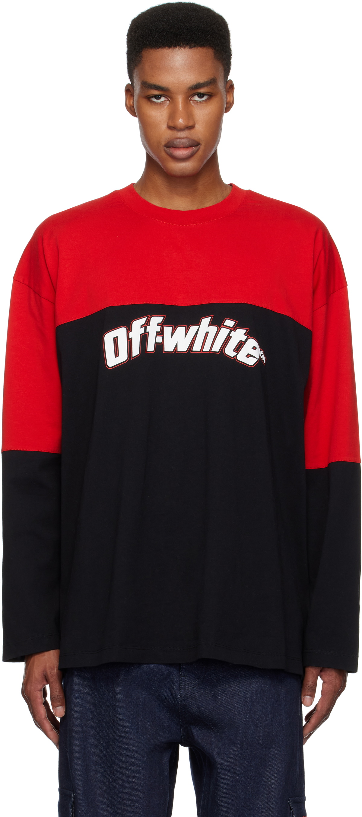 Off-White Red & Black Half Arrow Wide T-shirt Off-White