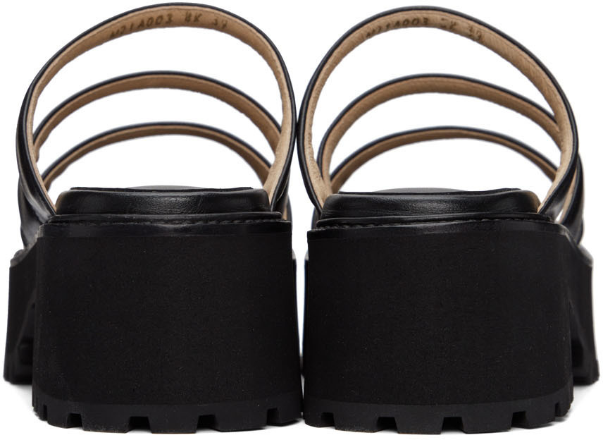 Marge Sherwood Black Leather Triple Strap Platform Sandals Marge Sherwood