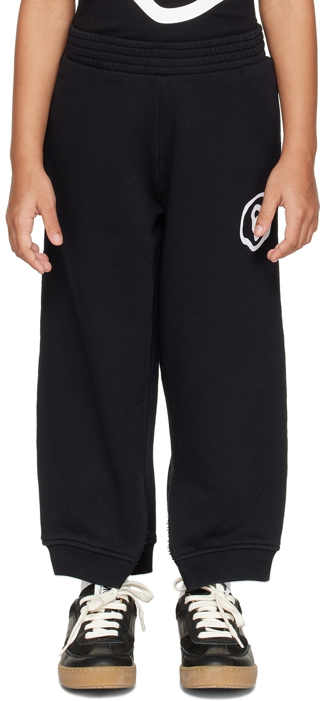 MM6 Maison Margiela Kids Black Printed Sweatpants MM6 Maison Margiela