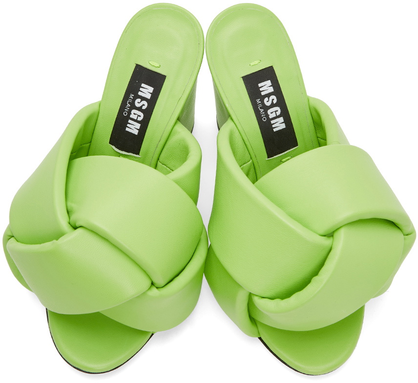 MSGM Green Intertwined Heeled Sandals MSGM
