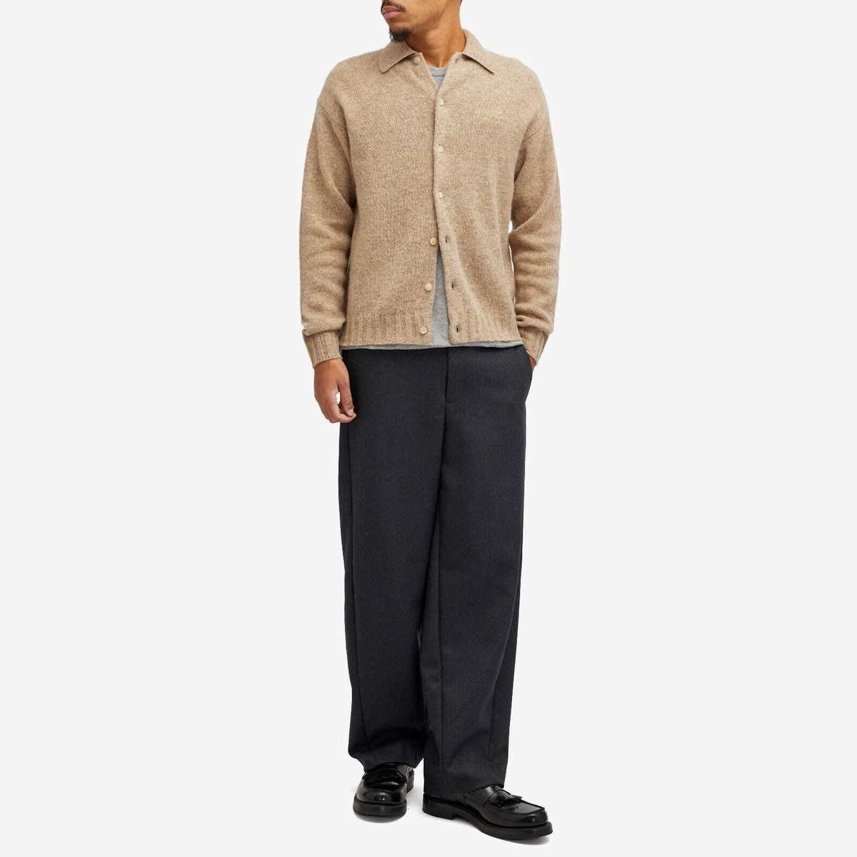 Auralee Men's Light Wool Slacks in Top Charcoal Auralee
