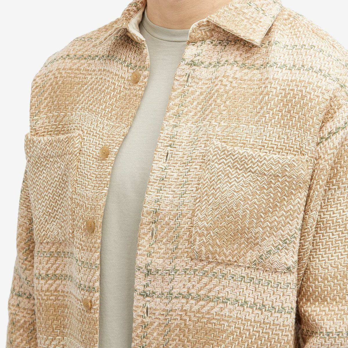 Wax London Men's Whiting Giant Ombre Overshirt in Beige Wax London