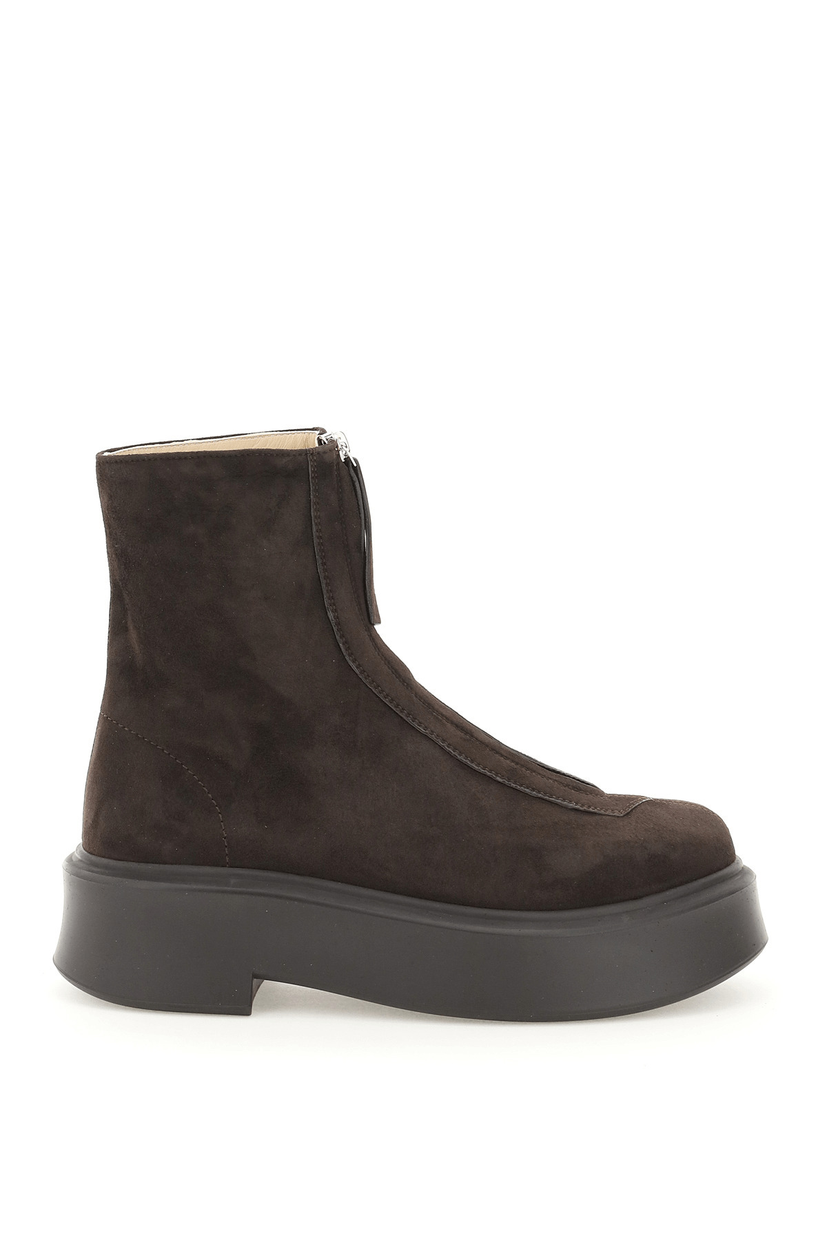 THE ROW zipped suede ankle boots Brown The Row