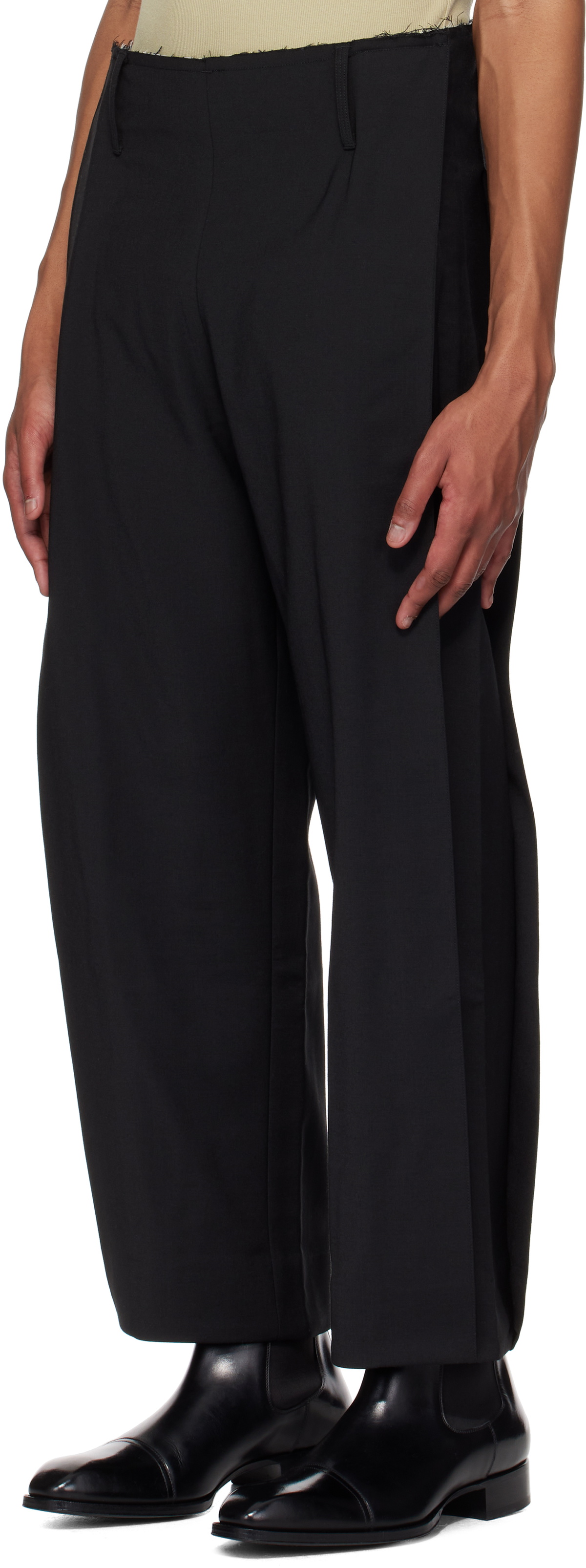 Fax Copy Express Black Structured Tailored Trousers Fax Copy Express