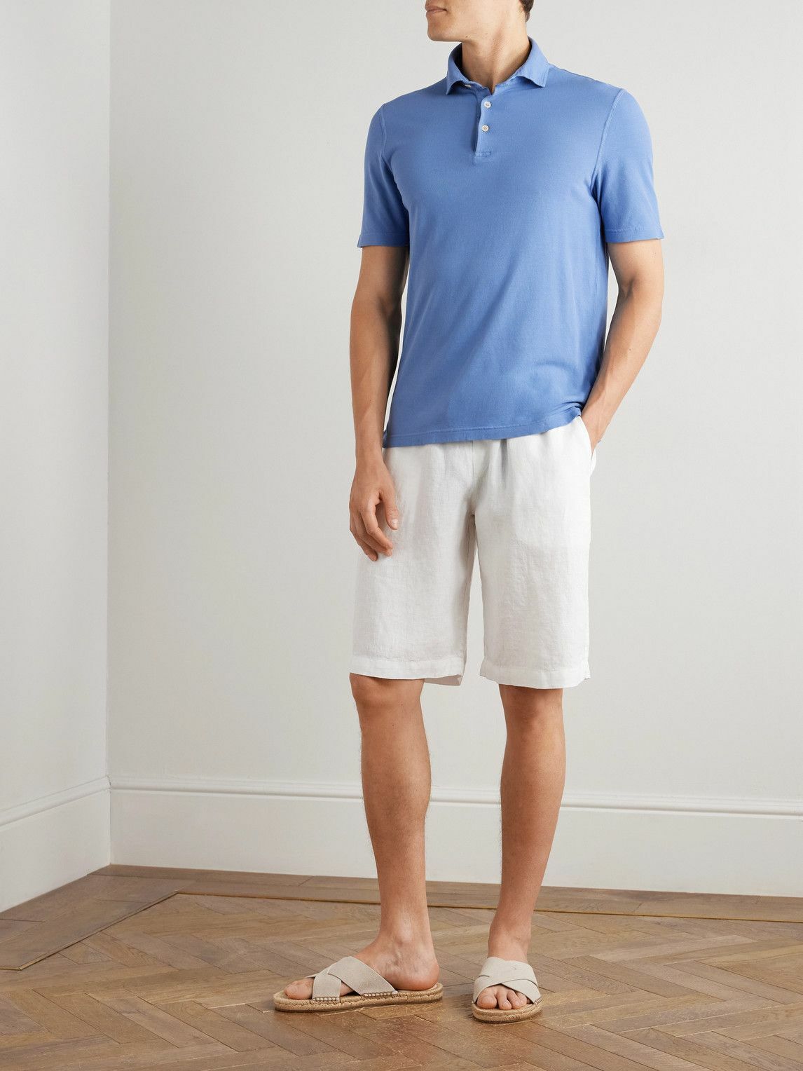 FEDELI - Slim-Fit Cotton-Piqué Polo Shirt - Blue Fedeli