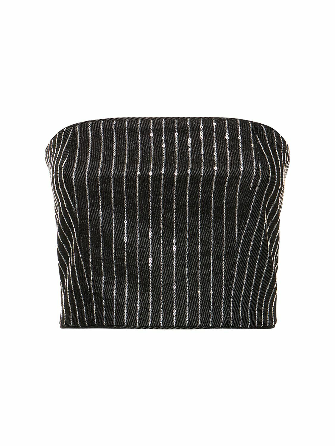 ROTATE - Sequined Cotton Twill Crop Top ROTATE Birger Christensen