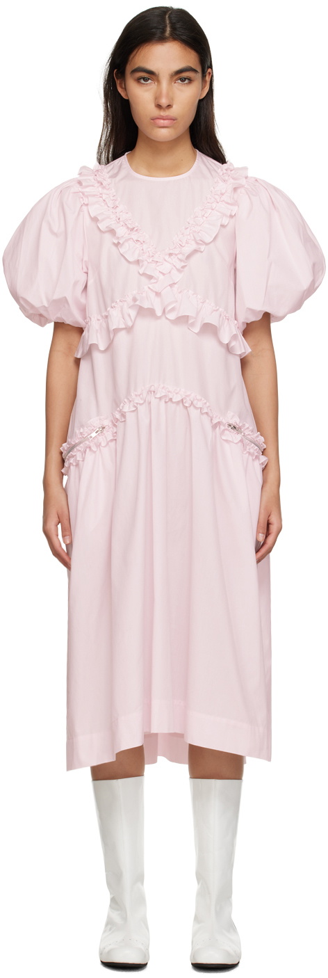 Simone Rocha Pink Ruffle Midi Dress Simone Rocha