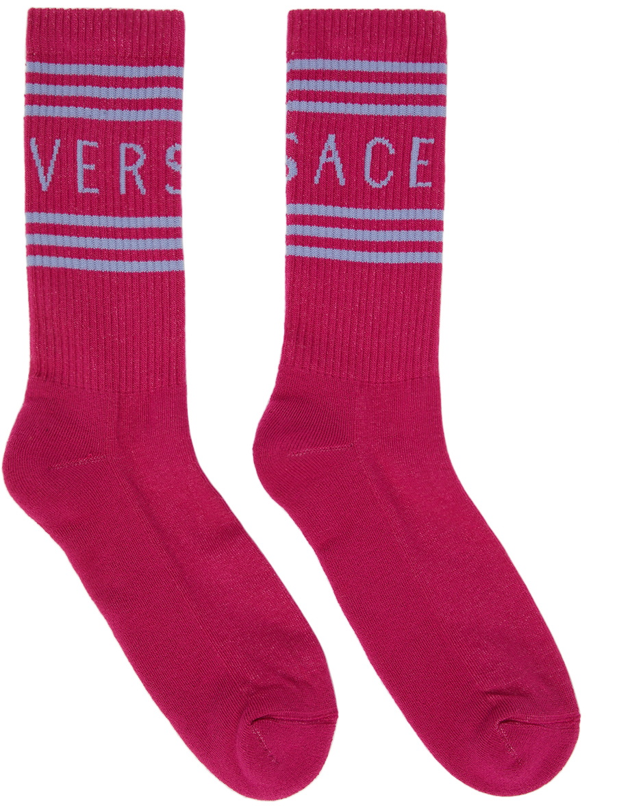Versace Pink Logo Socks Versace
