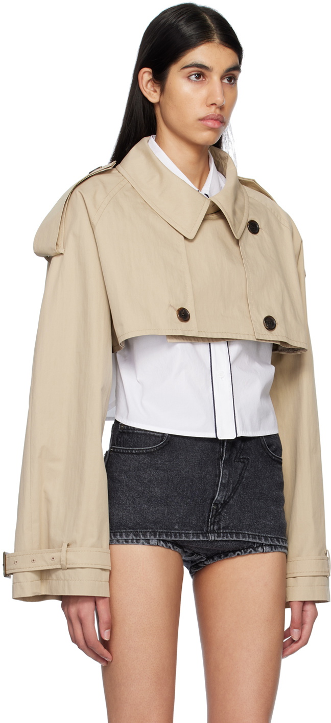 Pushbutton Beige Cropped Trench Jacket Pushbutton