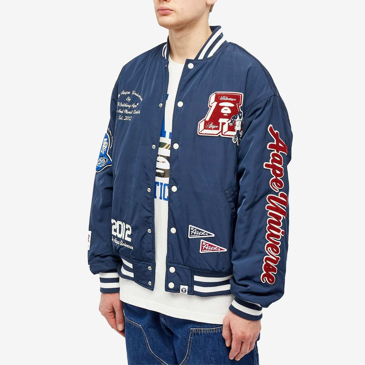 Men's AAPE College Varsity Jacket in Navy AAPE by A Bathing Ape