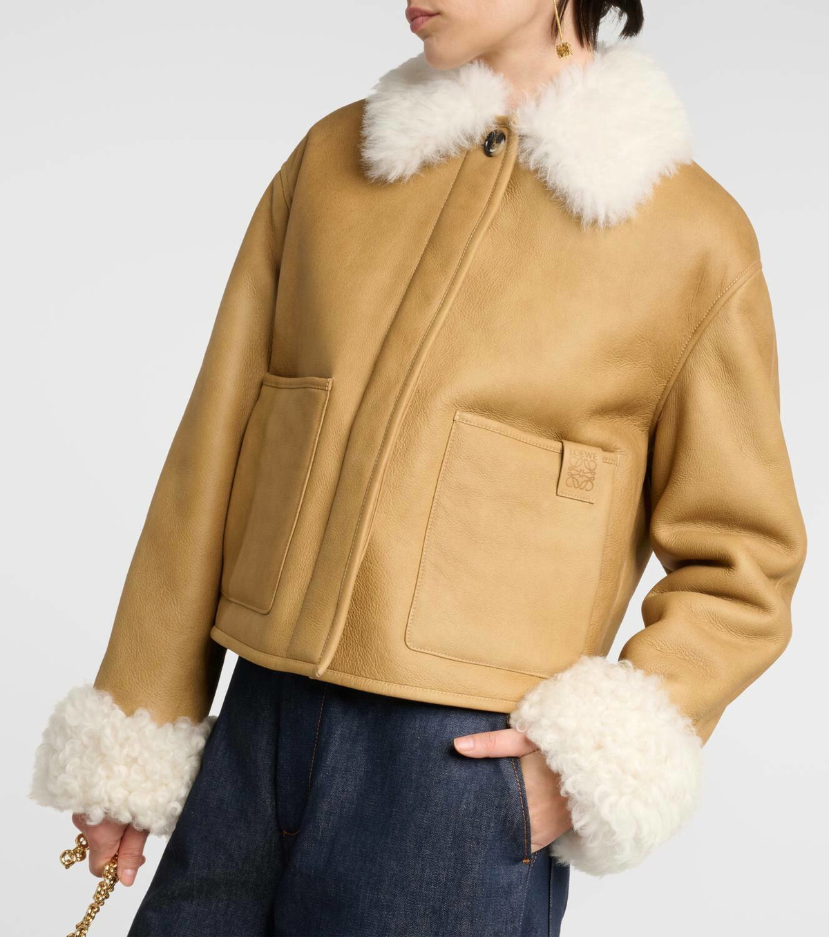 Loewe Shearling-trimmed leather jacket Loewe