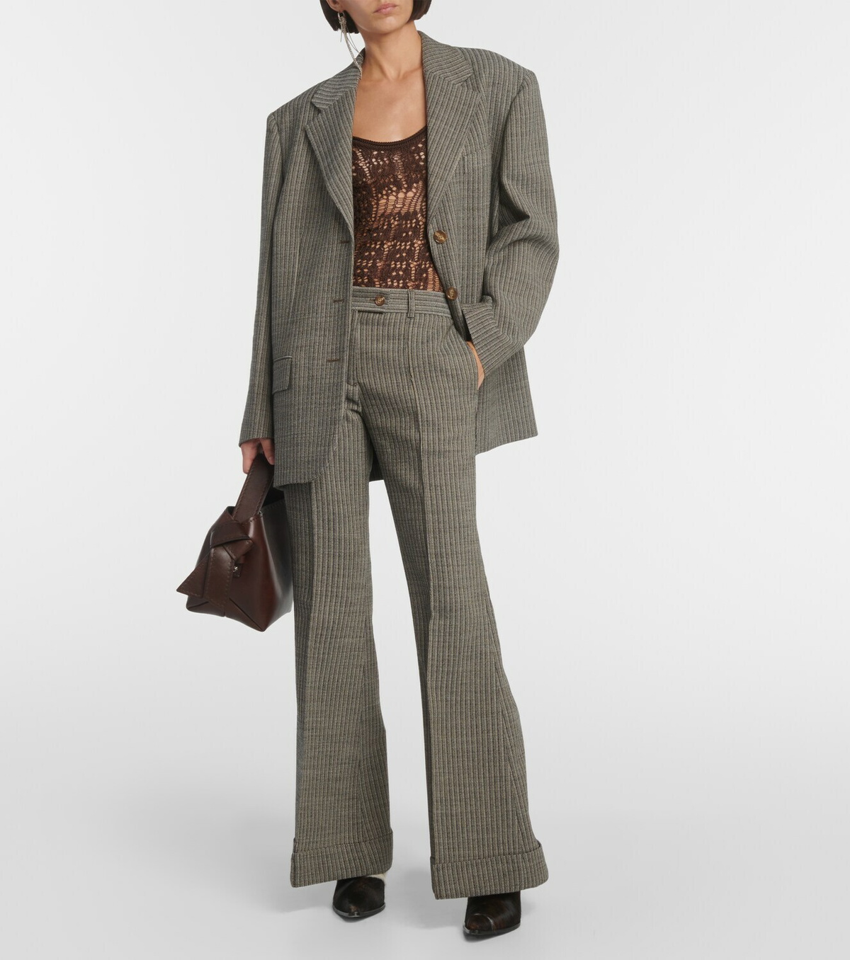 Acne Studios Pinstripe wool-blend flared pants Acne Studios