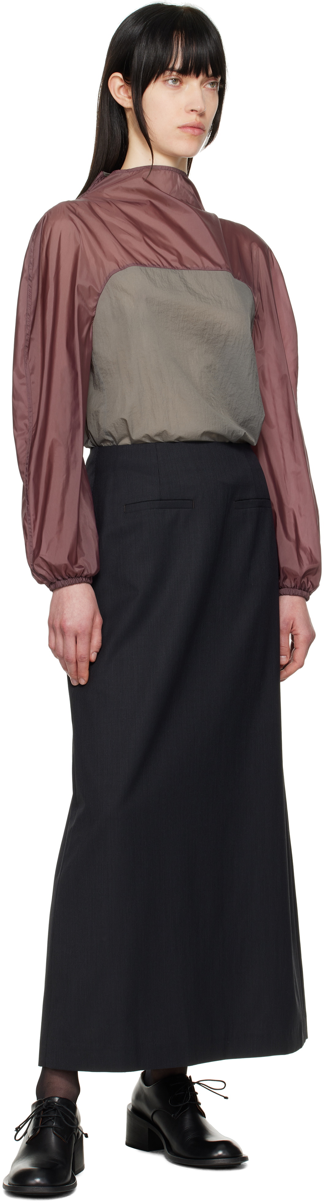 AMOMENTO Gray & Purple Sheer Nylon Two-Way Jacket AMOMENTO