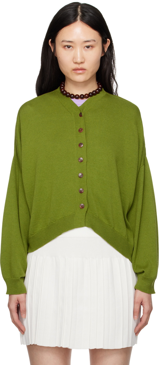 Cordera Green Asymmetric Neck Cardigan CORDERA