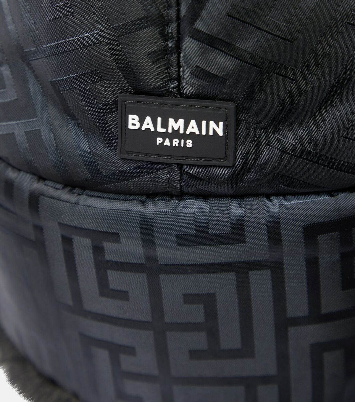 Balmain - Monogram faux fur-trimmed hat Balmain