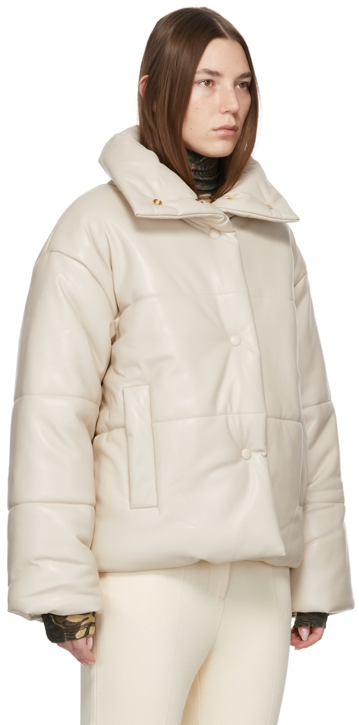 Nanushka Beige Hide Puffer Vegan Leather Jacket Nanushka