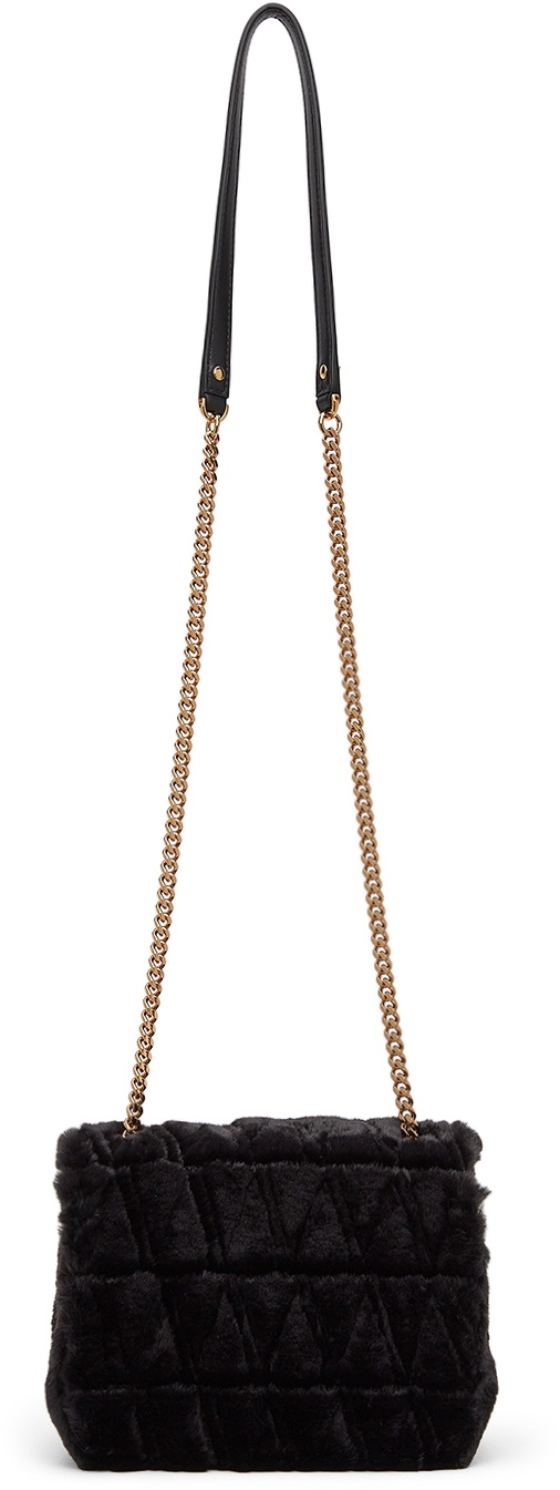 Versace Black Faux-Fur Virtus Bag Versace
