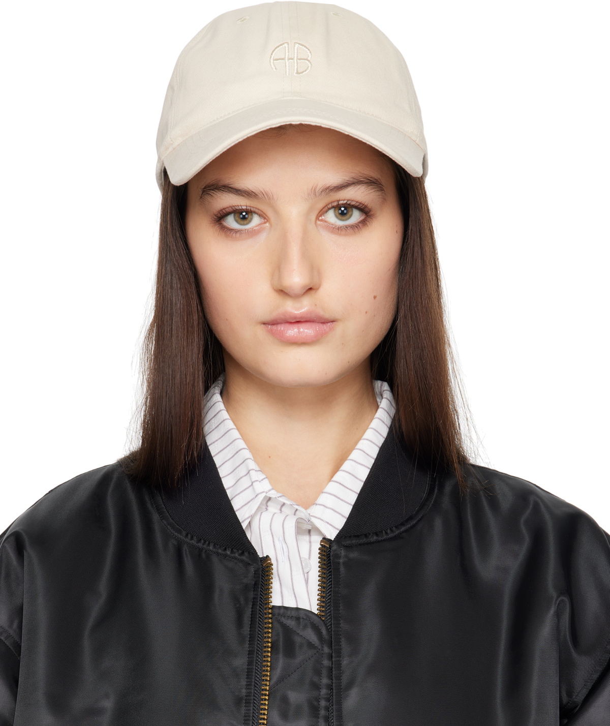 ANINE BING Taupe 'AB' Jeremy Baseball Cap ANINE BING