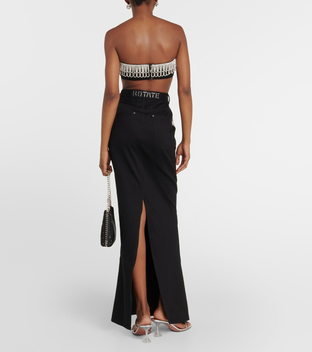 Rotate Birger Christensen Crystal-embellished denim maxi skirt ROTATE ...