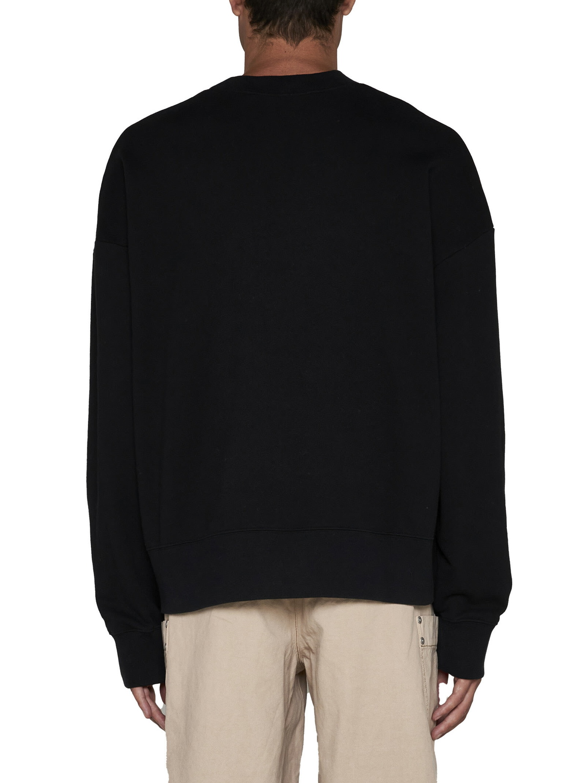 Palm Angels Black Crew Neck Sweatshirt With Contrast Logo Palm Angels