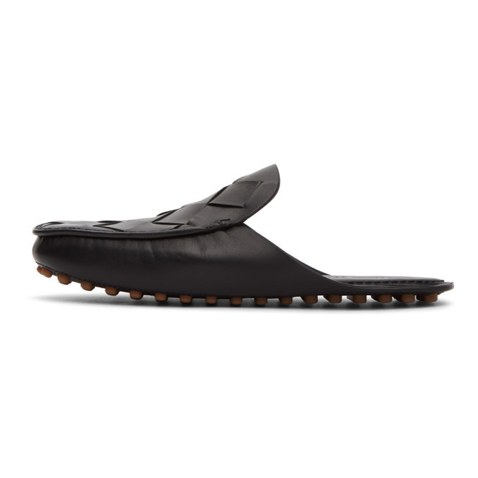 Bottega Veneta Black Intrecciato Open Back Loafers Bottega Veneta