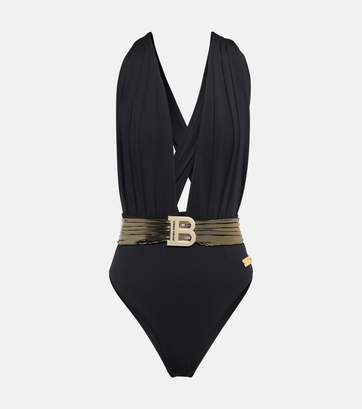 Balmain - Embellished draped swimsuit Balmain