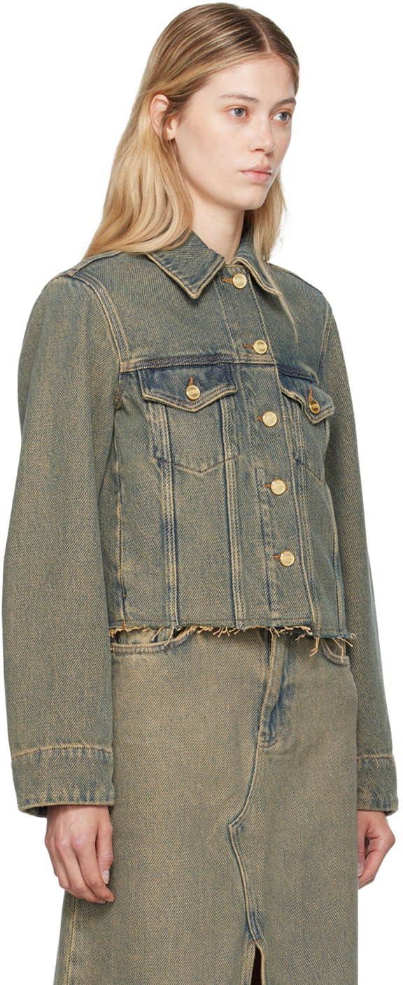 GANNI Brown Overdyed Heavy Denim Jacket GANNI