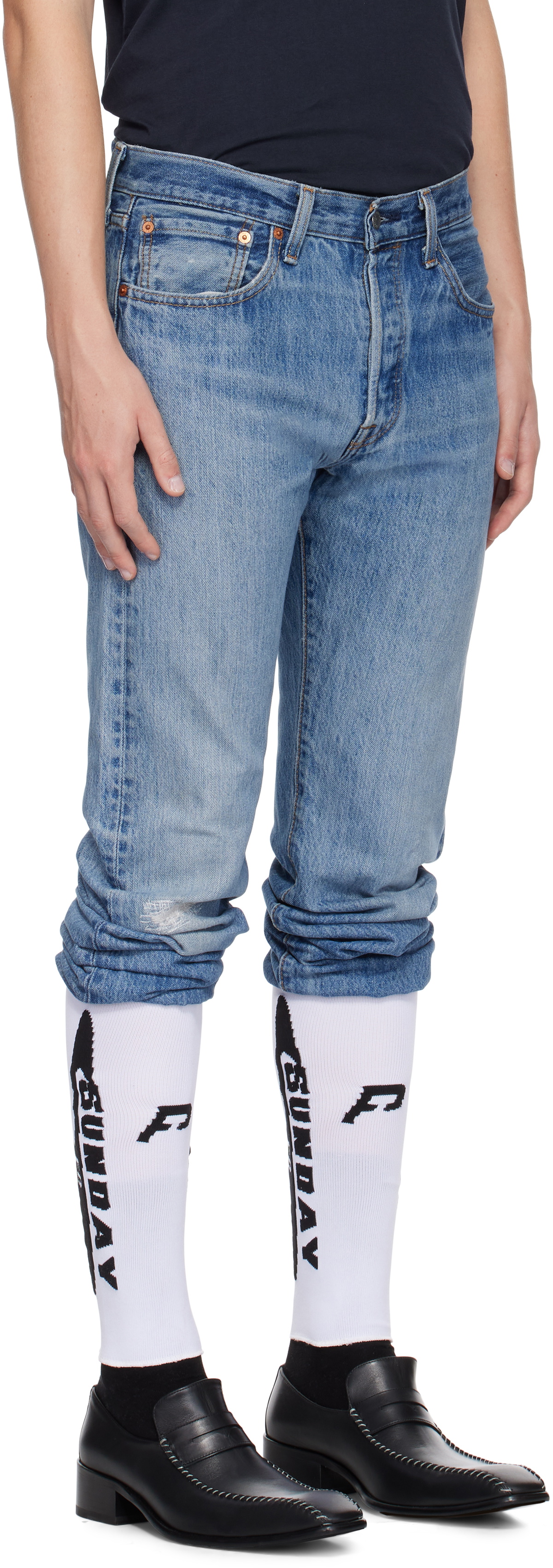 Prototypes Blue & White Sock Stirrup Jeans PROTOTYPES