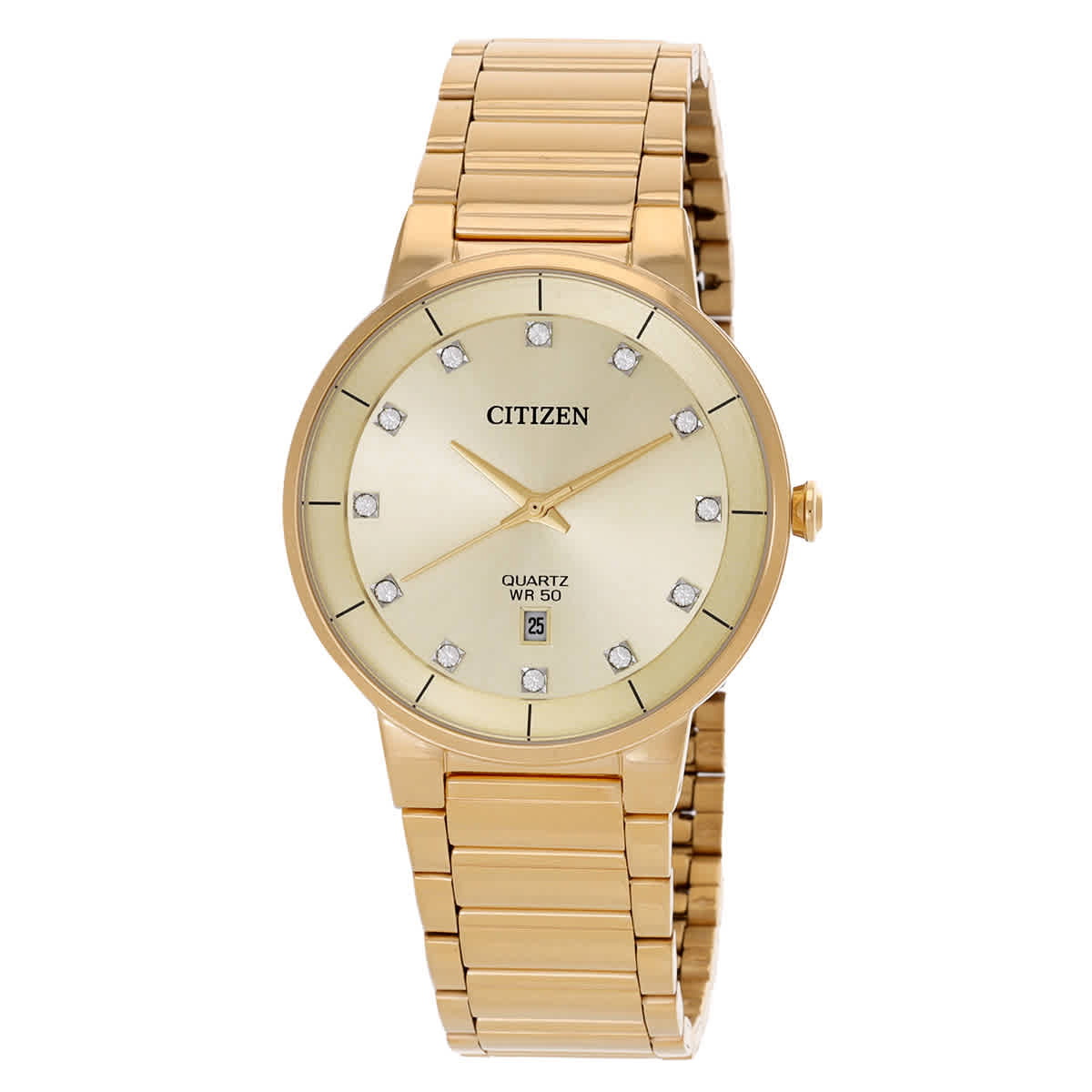 Citizen Quartz Crystal Champagne Dial Mens Watch BI5012-53Q Citizen