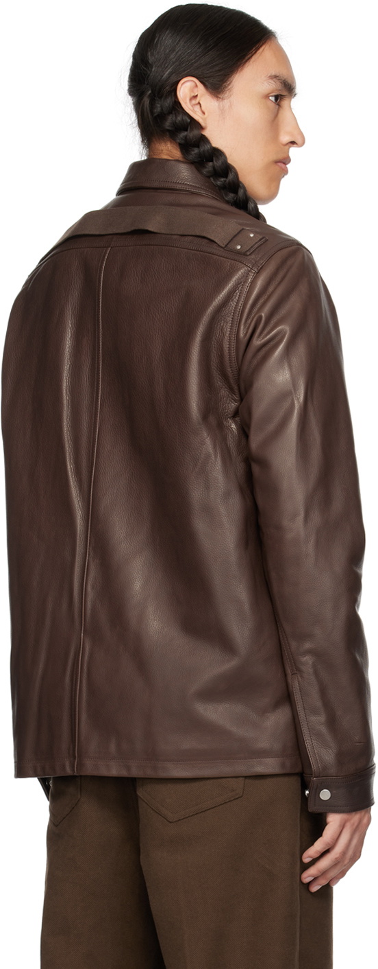 Rick Owens Brown Brad Leather Jacket Rick Owens