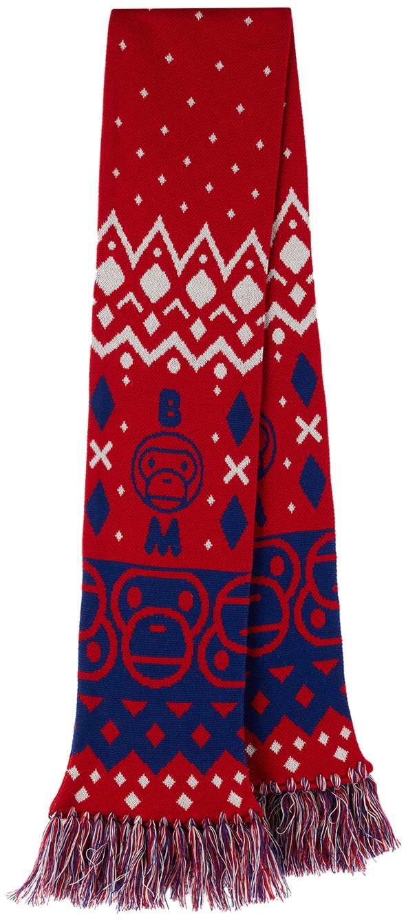 BAPE Kids Red Baby Milo Nordic Scarf A Bathing Ape