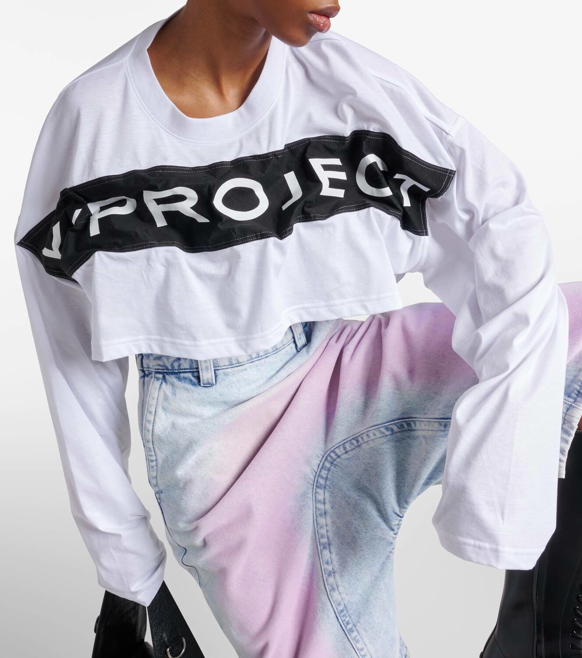Y/Project Logo cotton jersey crop top Y/Project