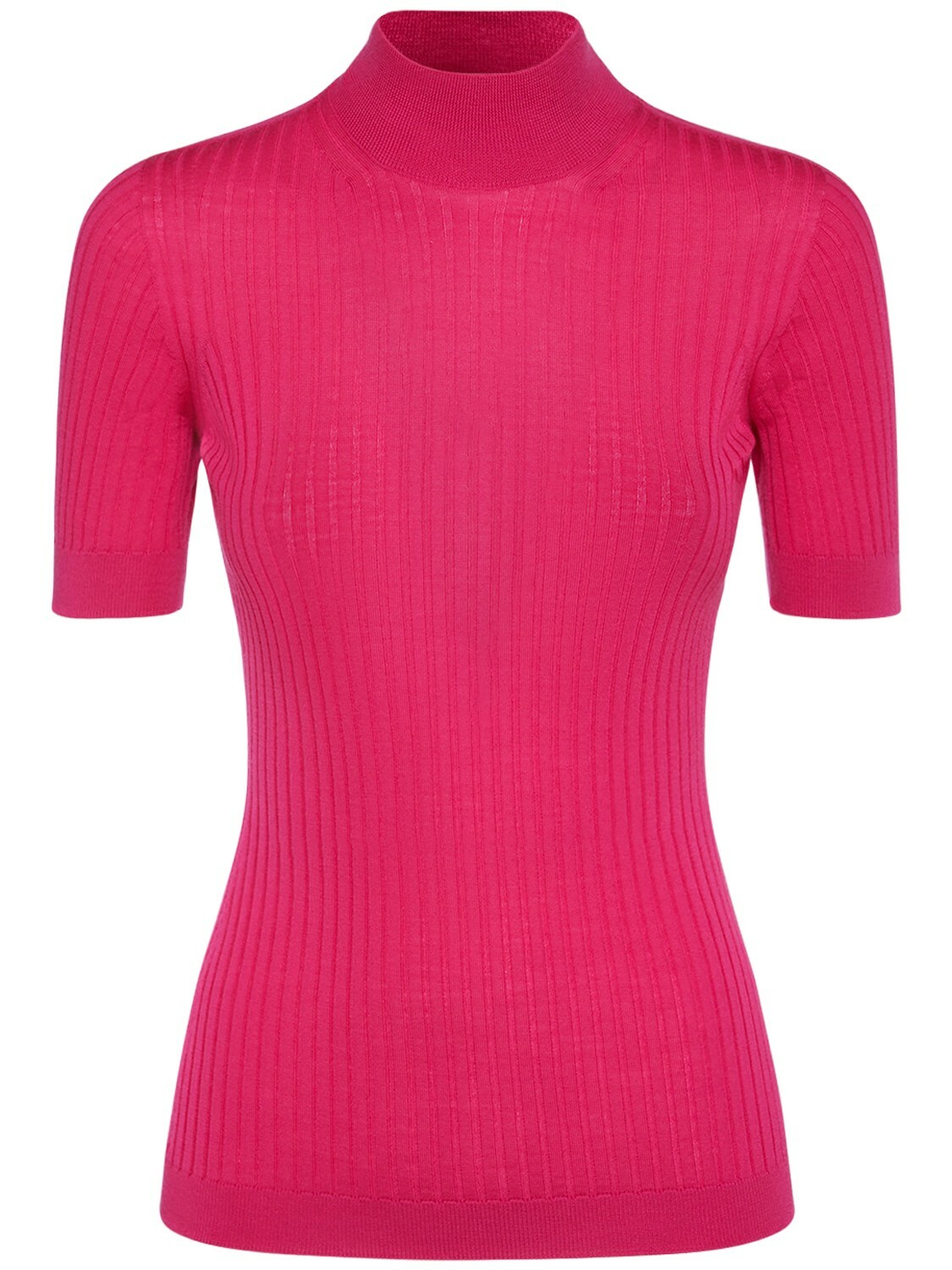 VERSACE - Wool Rib Knit Turtleneck Top Versace