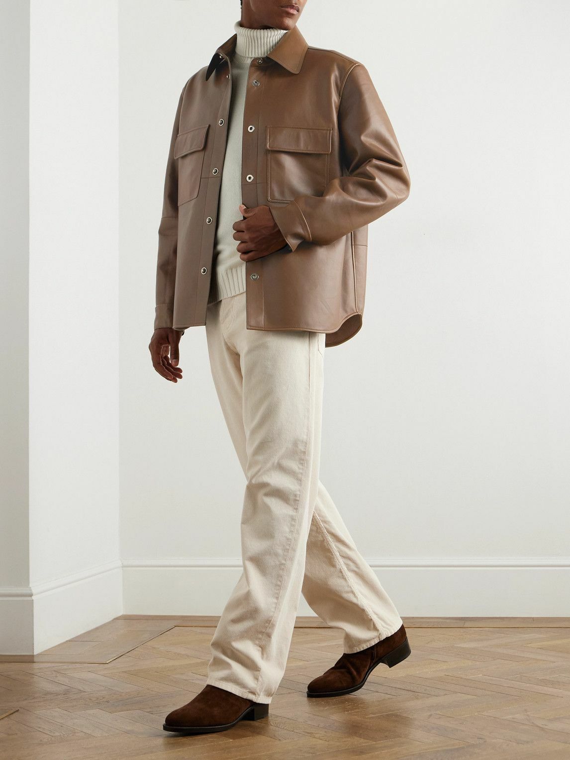 Loro Piana - Baylee Leather Shirt Jacket - Brown Loro Piana