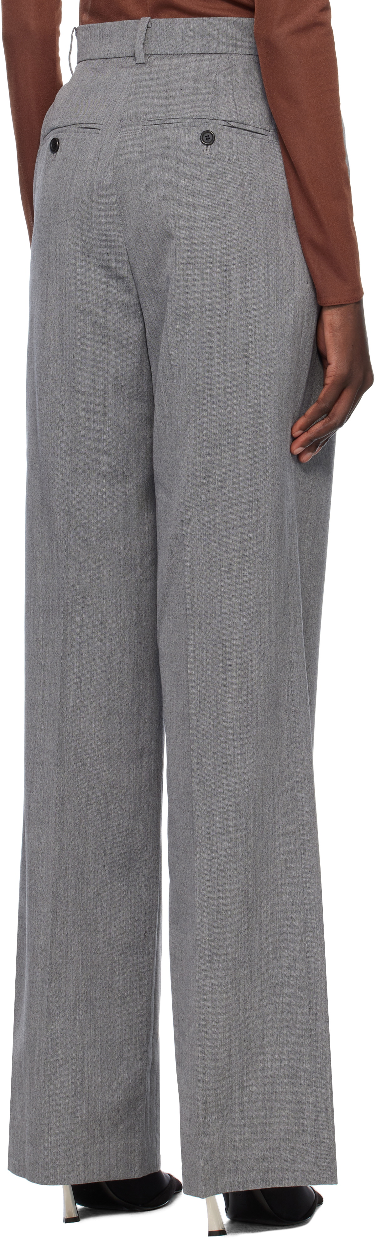Pushbutton Gray Shoulder Puff Trousers Pushbutton