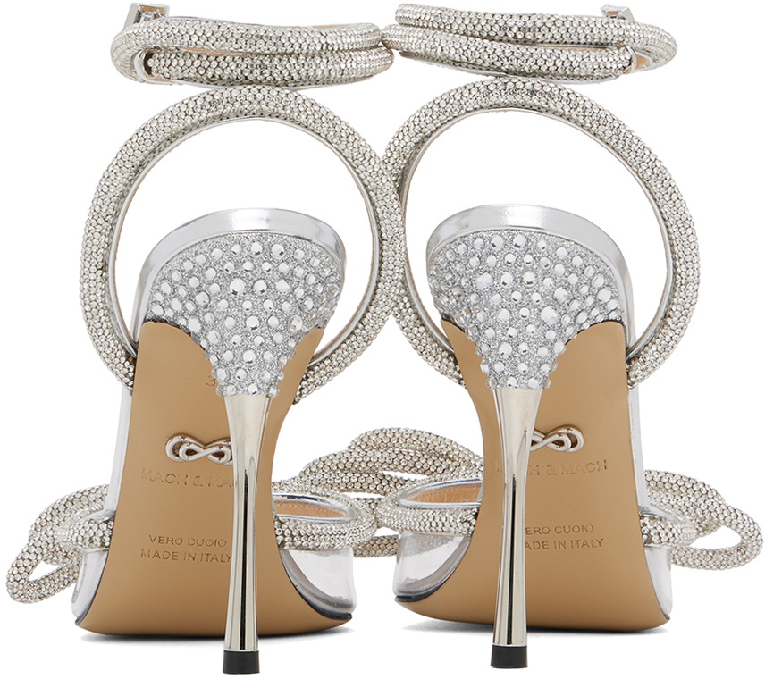 MACH & MACH Silver Double Bow Heels MACH & MACH