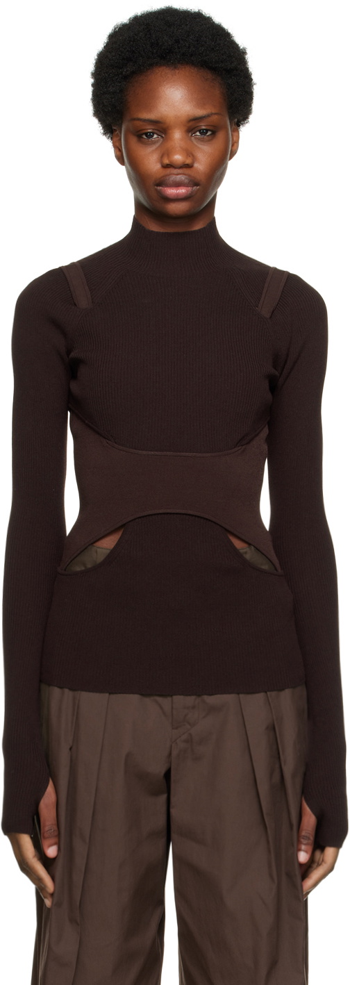 Dion Lee Brown Interlink Skivvy Turtleneck Dion Lee