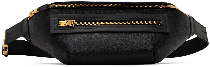 TOM FORD Black Soft Grain Leather Buckle Pouch TOM FORD