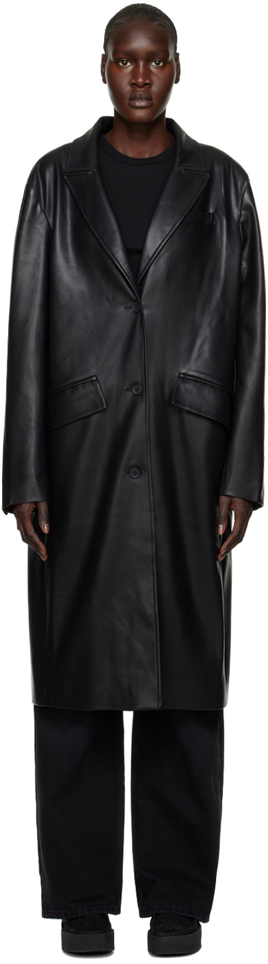 Ksubi Black Zephyr Duster Faux-Leather Coat Ksubi