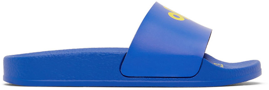 Off-White Kids Blue Logo Slides Off-White