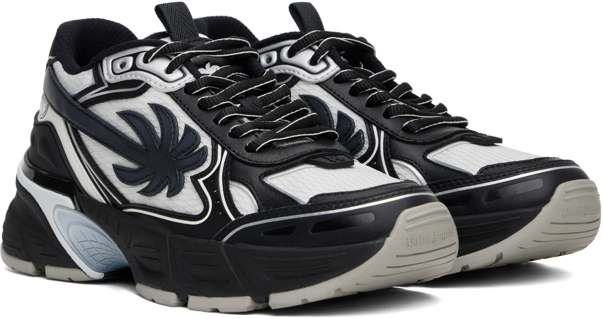 Palm Angels Black & Gray PA 4 Leather Sneakers Palm Angels