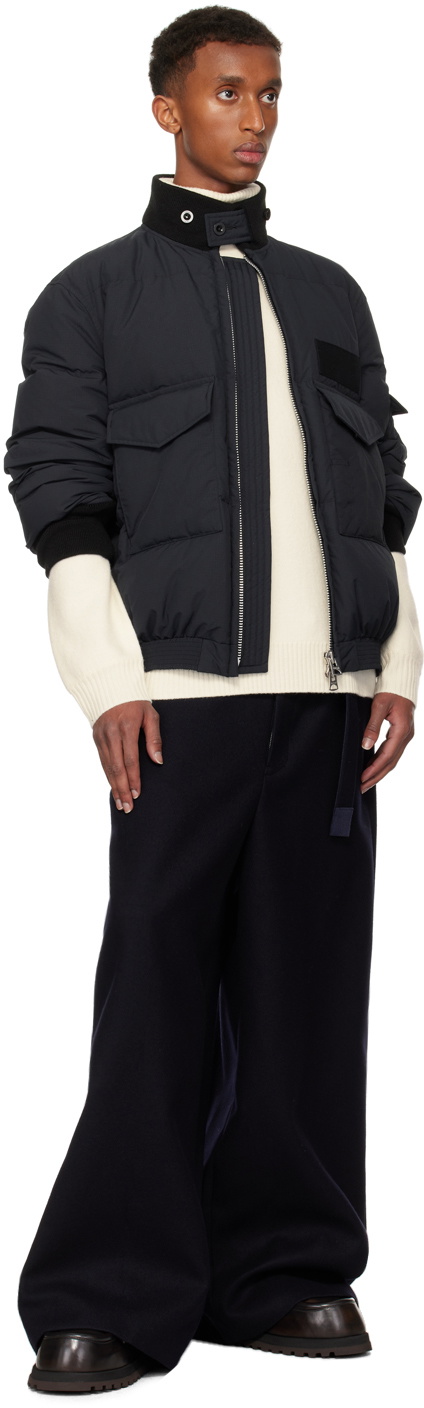 sacai Black Ripstop Puffer Down Jacket Sacai