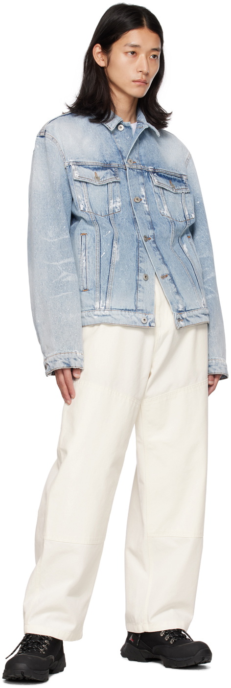 Heron Preston Blue Distressed Denim Jacket Heron Preston